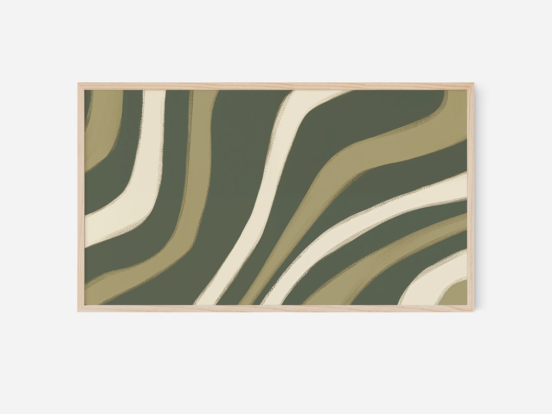 Abstract Lines Samsung Frame TV Art | Green Wallpaper Line Draw, Frame ...