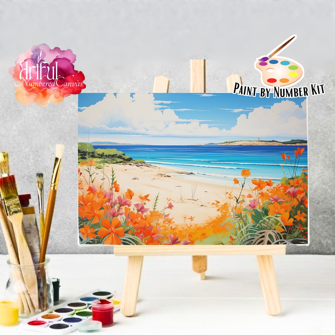 Beach Painting Kit 5, Landscape Diy Painting by Numbers Kit, Coloring ...