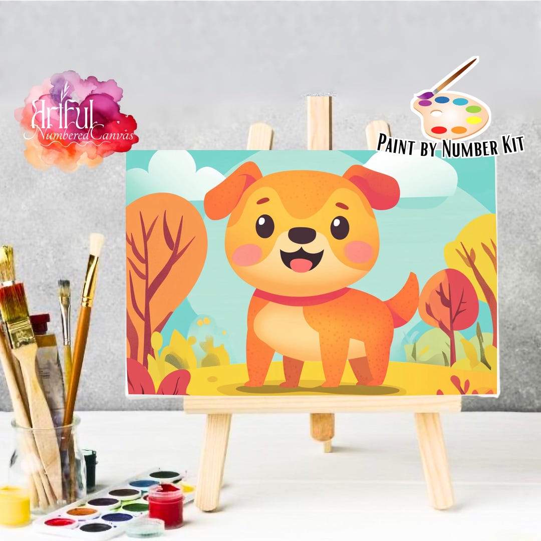 Baby Dog 3 Painting Kit, Baby Animals Diy Paint by Numbers Kit ...