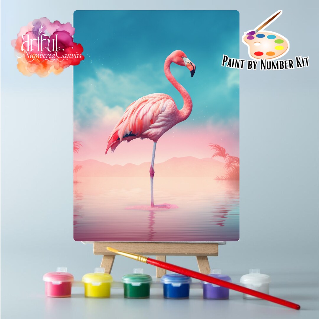Beautiful Flamingo 3, Paint by Numbers Kit, Flamingo Painting, Easy Diy ...