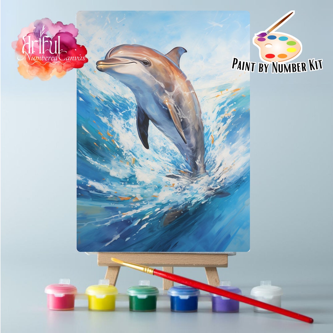 Charming Dolphin 3, Paint by Numbers Kit, Dolphin Painting, Easy Diy ...