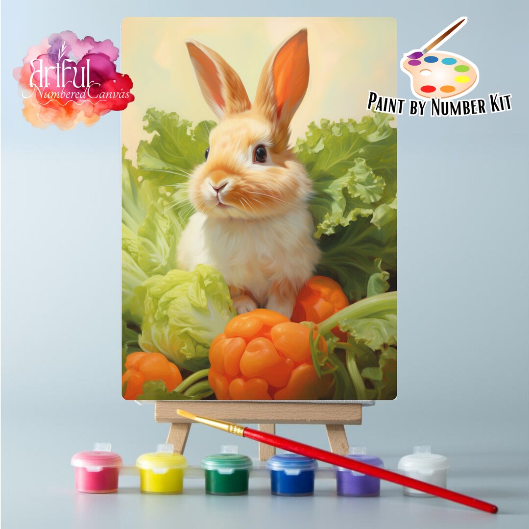 Rabbit Paint by Numbers Kit, Cute Rabbit Painting, Easy Diy Animal ...