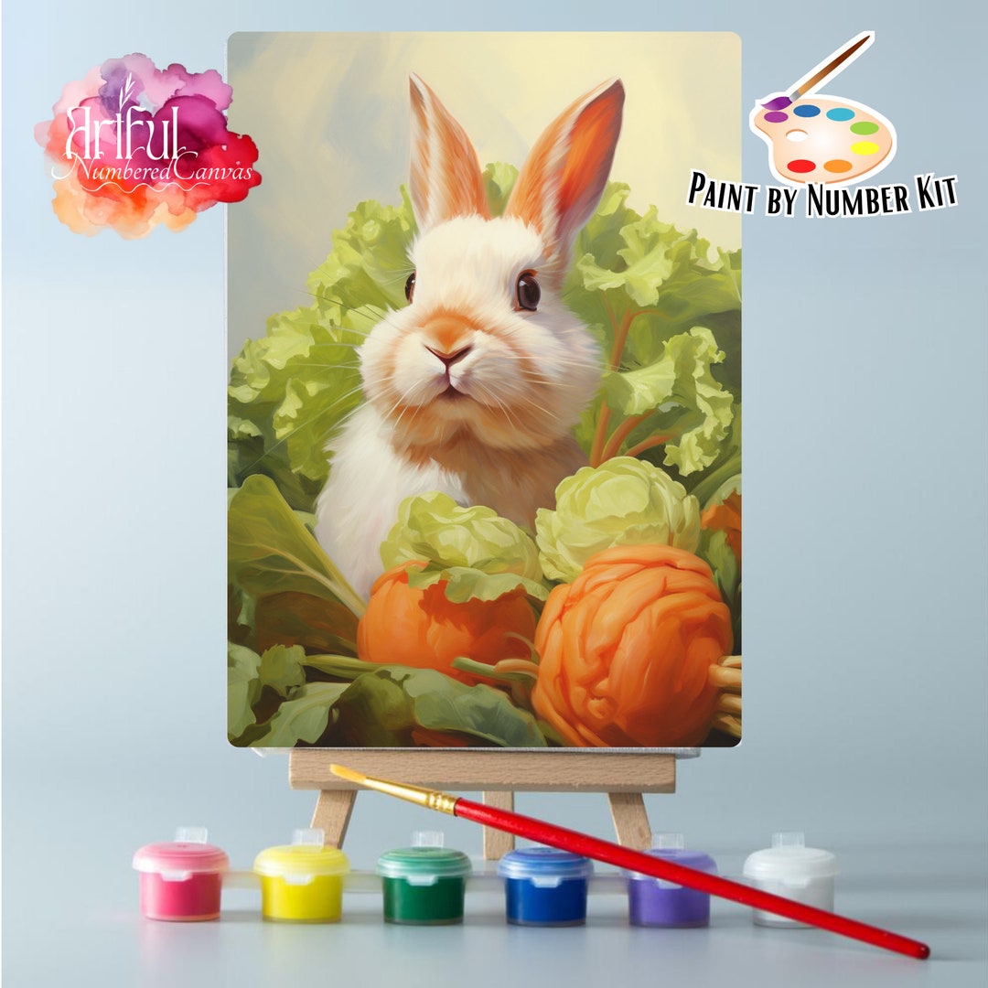 Rabbit Paint by Numbers Kit 3, Cute Rabbit Painting, Easy Diy Animal ...