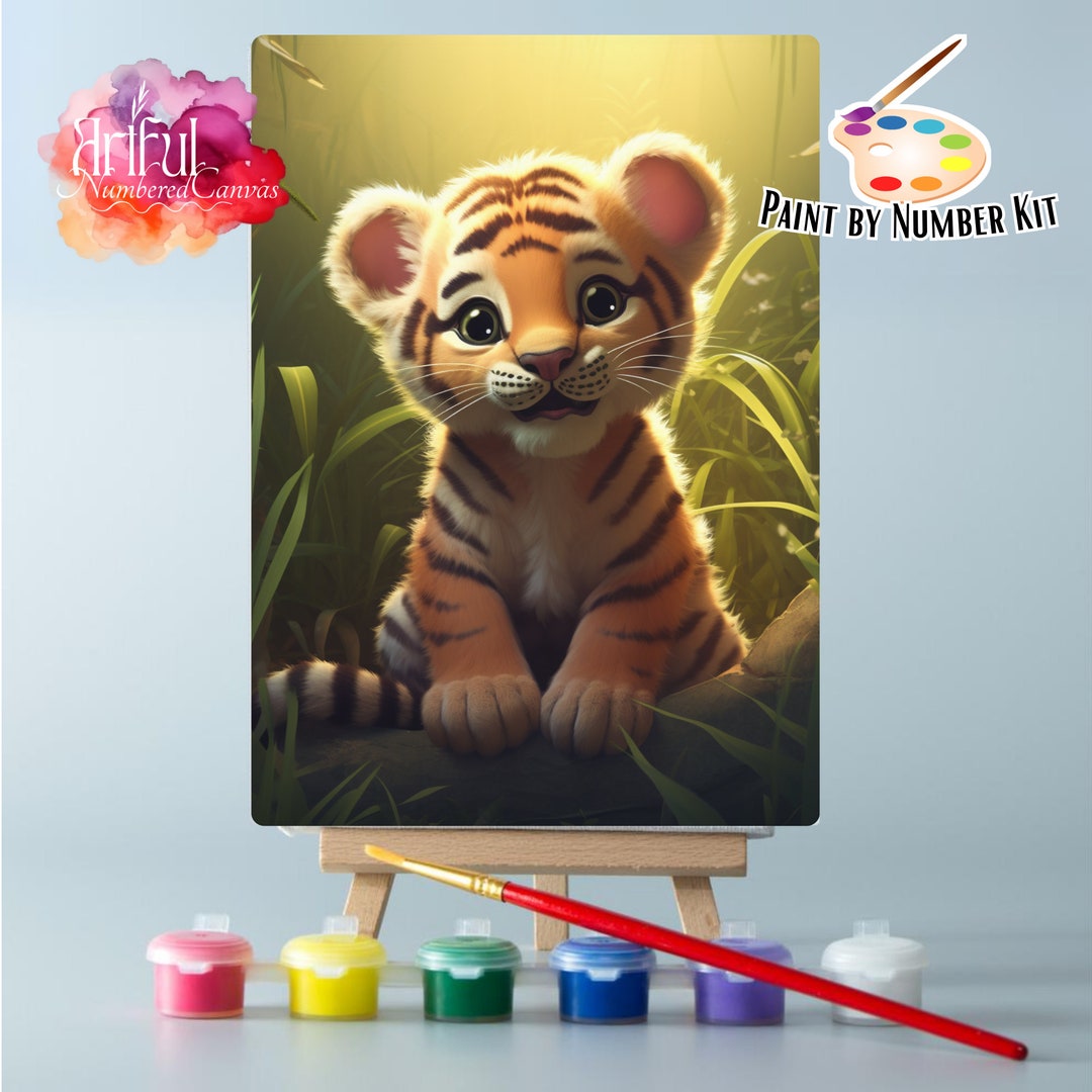 Tiger Paint by Numbers Kit 4, Tiger Painting, Easy Diy Animal Paints ...