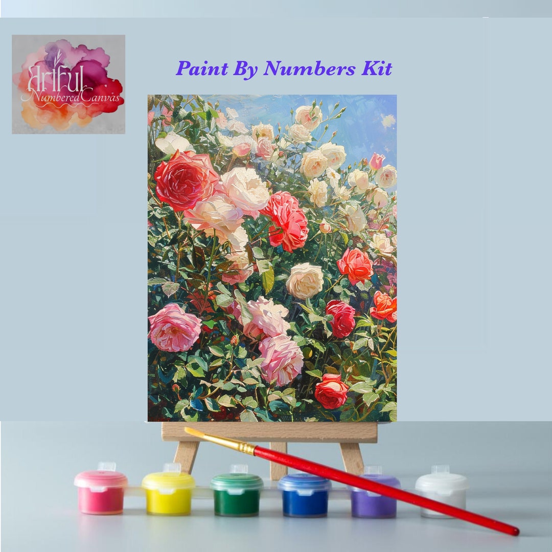 Roses 1 Painting Kit, Flowers Diy Paint by Numbers Kit, Coloring ...