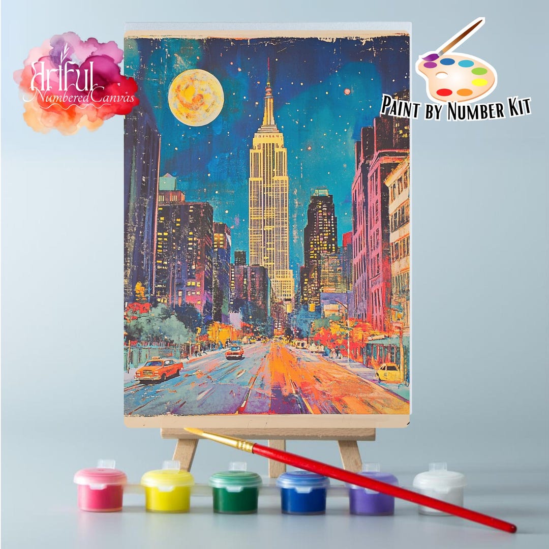 Empire State Building by Night Kit 1, NY Citiy Diy Paint by Numbers Kit ...