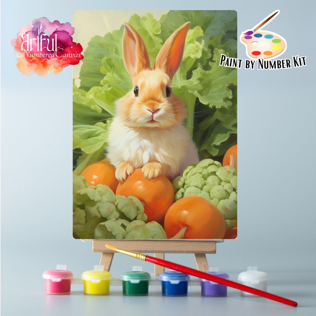 Rabbit Paint by Numbers Kit 4, Cute Rabbit Painting, Easy Diy Animal ...