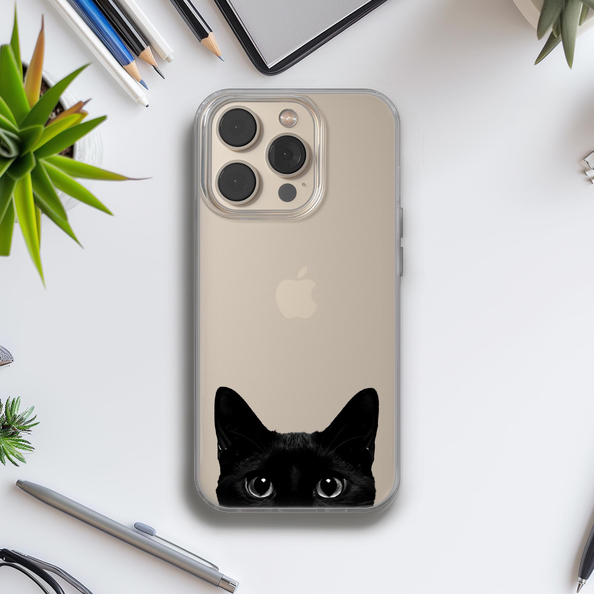 Clear Cute Cat Phone Case Black Kitten Cover Fits iPhone 17 16 Pro 15 ...