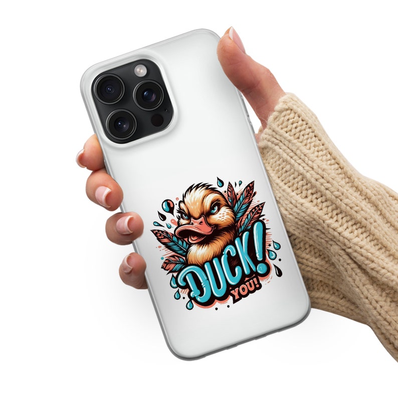 Whimsical Animal Duck Phone Case Humorous Art Cover for iPhone 15 ...