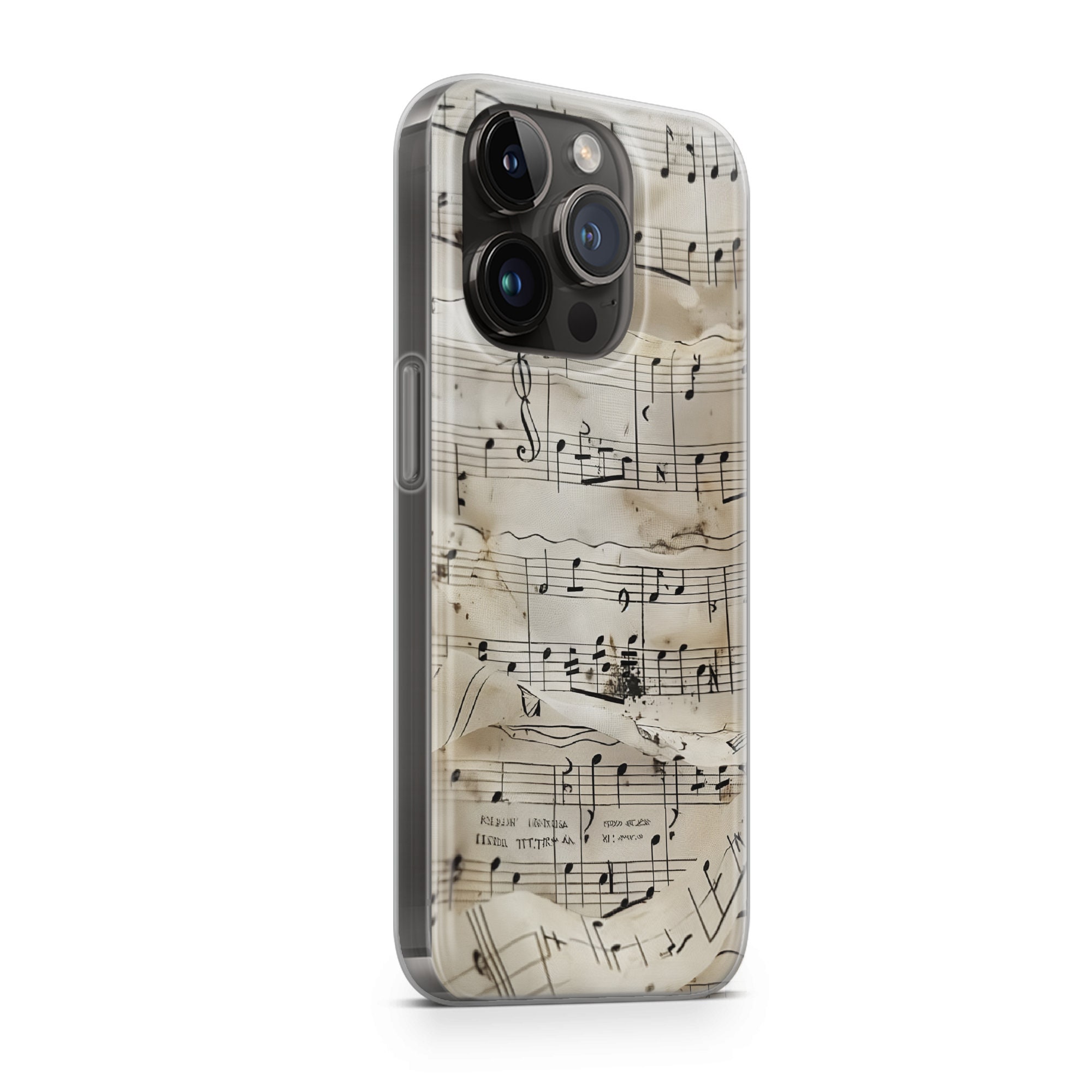 Vintage Musical Notes Phone Case Nostalgia Song Cover for iPhone 15 Pro ...