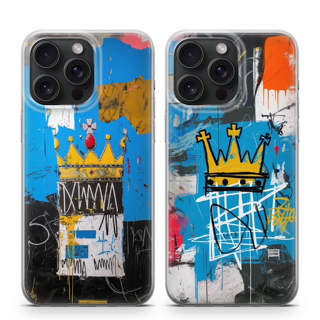Basquiat Gold Crown Phone Case Graffiti Art Cover for iPhone 15 Pro, 14 ...
