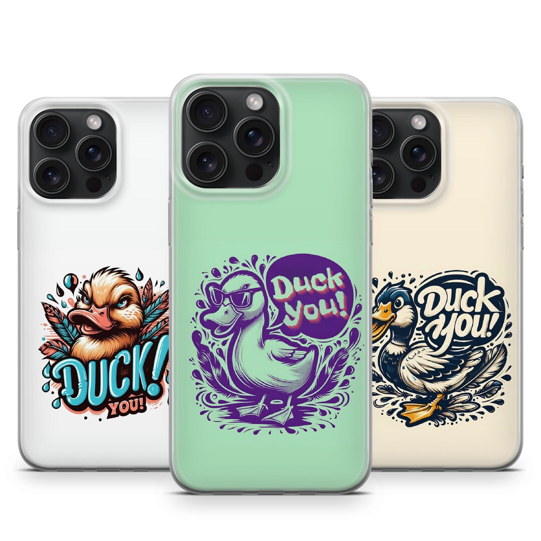Whimsical Animal Duck Phone Case Humorous Art Cover for iPhone 15 ...