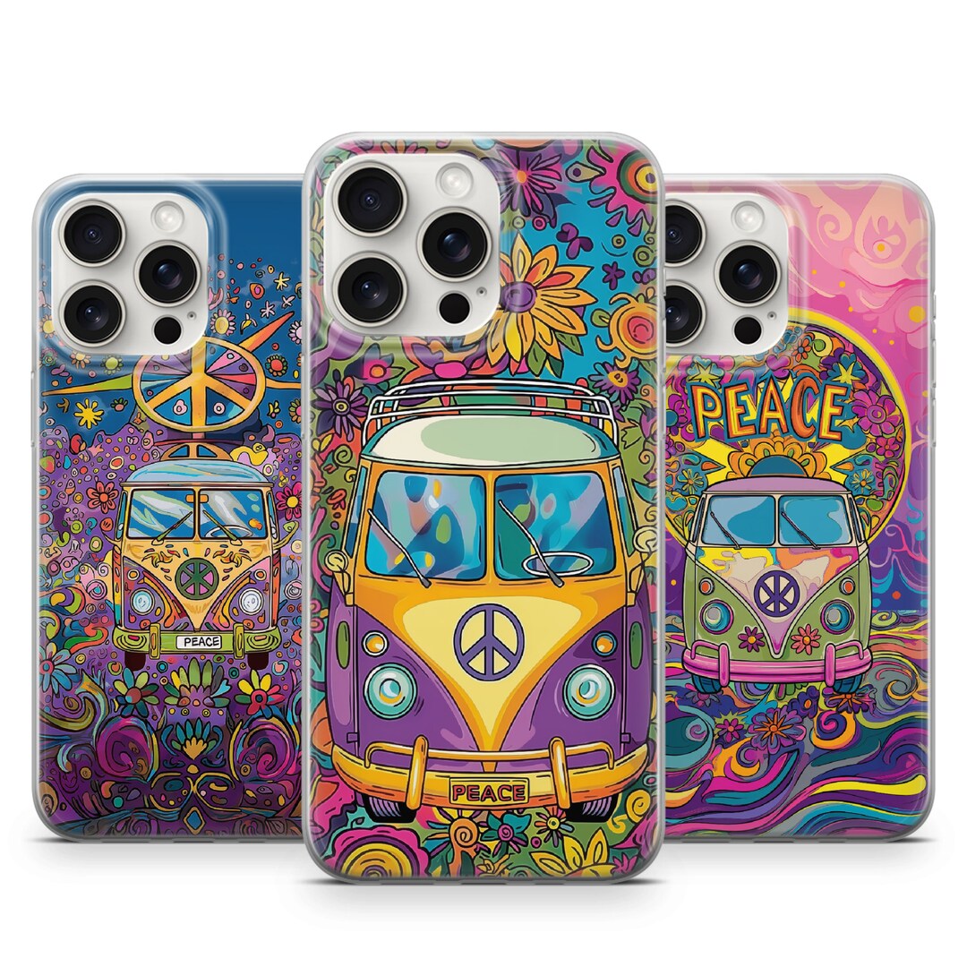 Peace Harmony Phone Case Bohemian Hippie Van Flower Cover for iPhone 16 ...