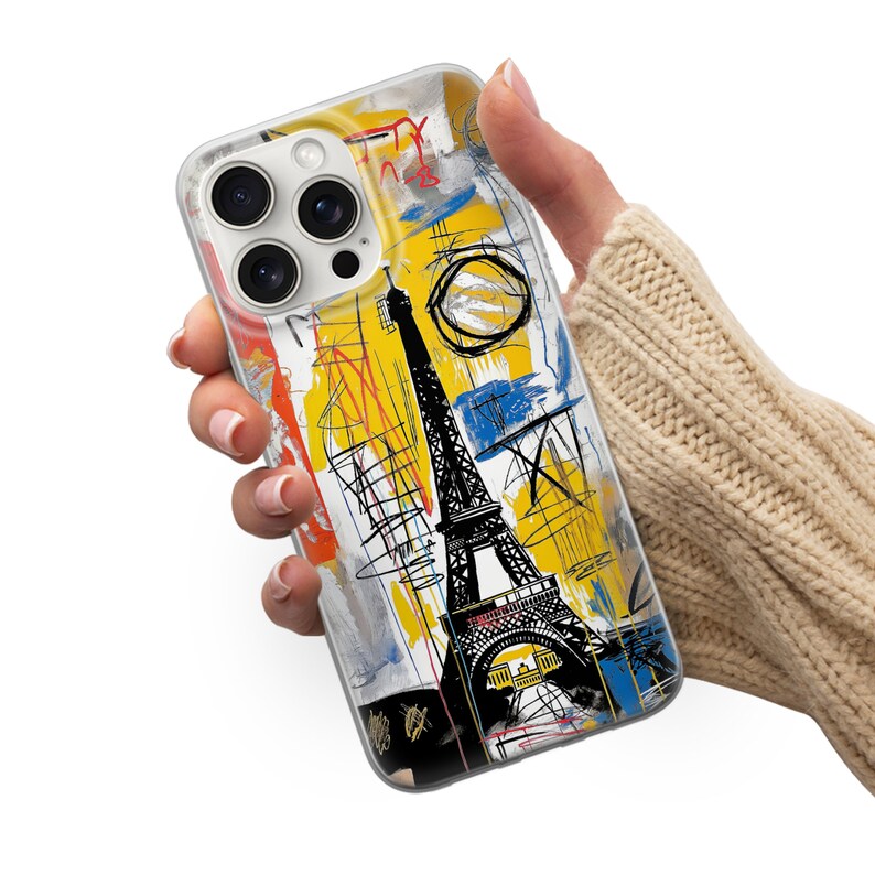 France Paris Eiffel Tower Phone Case Basquiat Style Cover for iPhone 15 ...