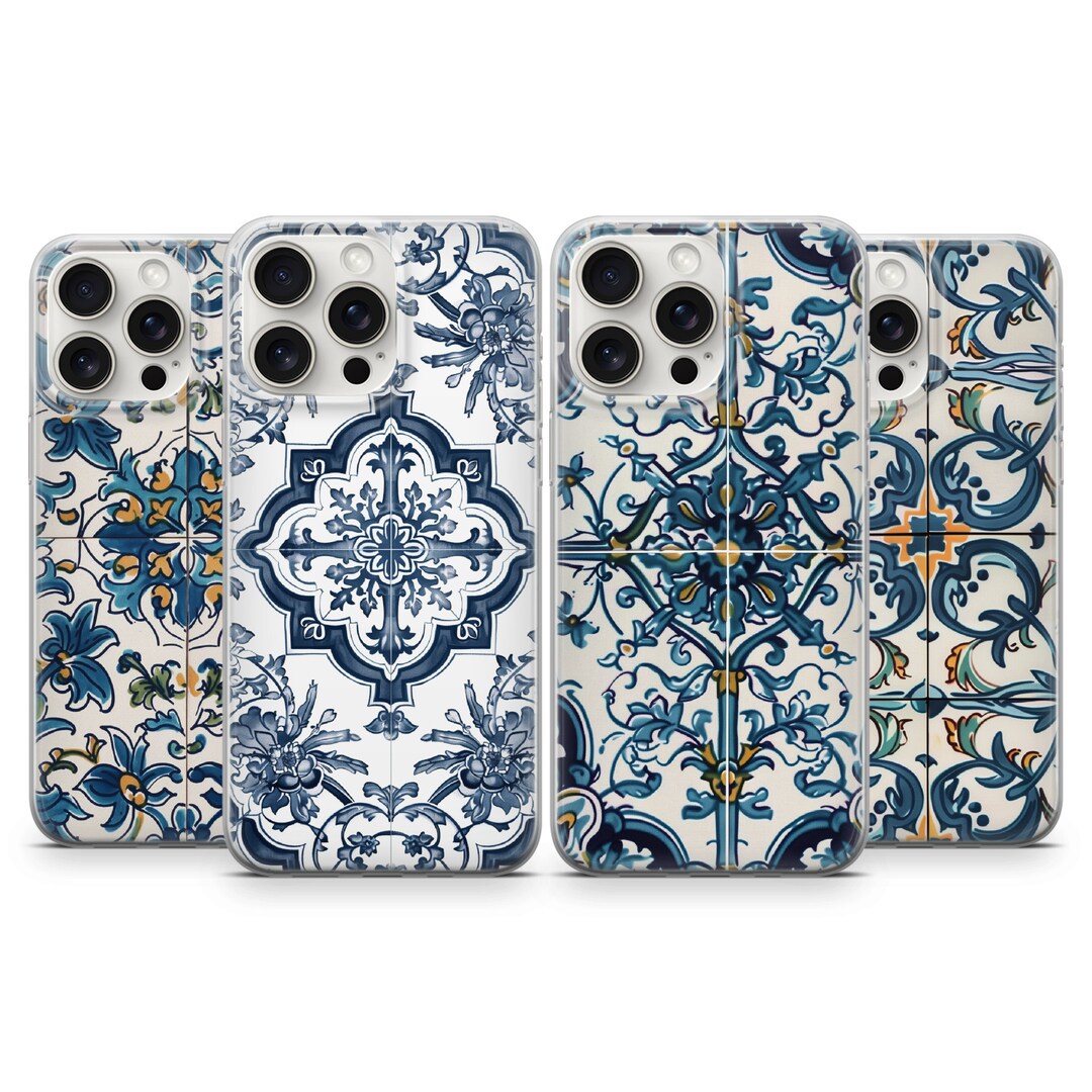 Portugal Azulejo Tile Phone Case Floral Elements Cover for iPhone 17 16 ...