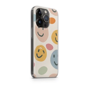Smiley Faces Phone Case Pastel Bumpy Happy Face Cover for iPhone 16, 15 ...