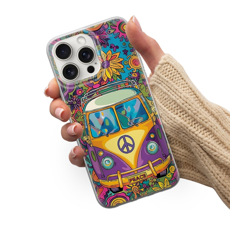 Peace Harmony Phone Case Bohemian Hippie Van Flower Cover for iPhone 17 ...
