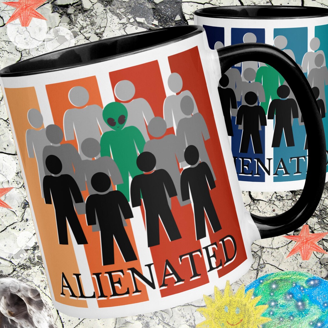Ceramic Mug With the Inscription Alienated Colourful Glossy Mug ...