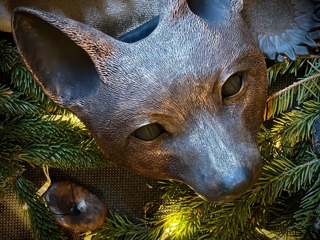 Fox Head Wall Sculpture and Planter: Handmade Bronze Look Faux Animal ...