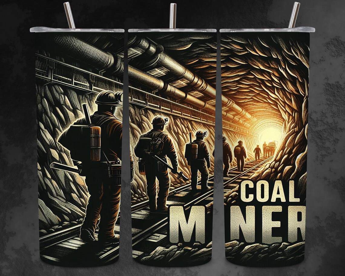 Coal Miner Tumbler Wrap, 20oz Skinny Tumbler Sublimation Design PNG ...