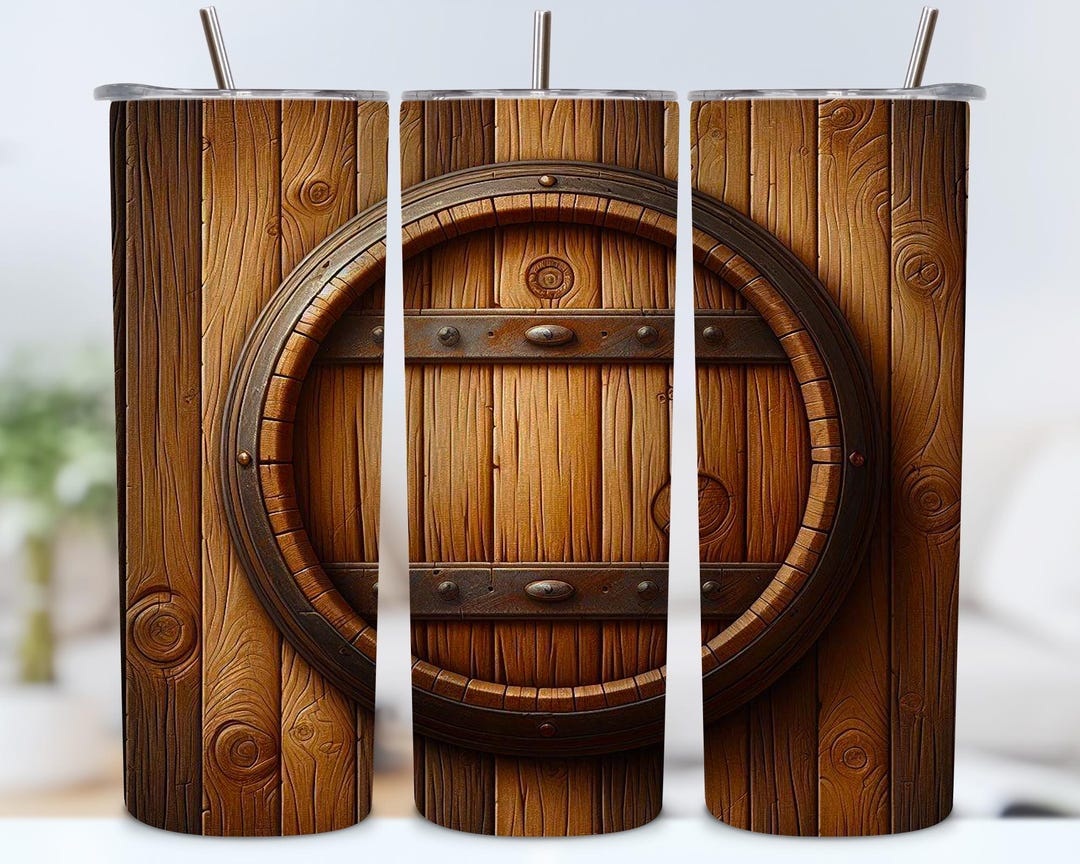 Whiskey Barrel Tumbler Wrap, 20 Oz Skinny Tumbler Sublimation Design ...