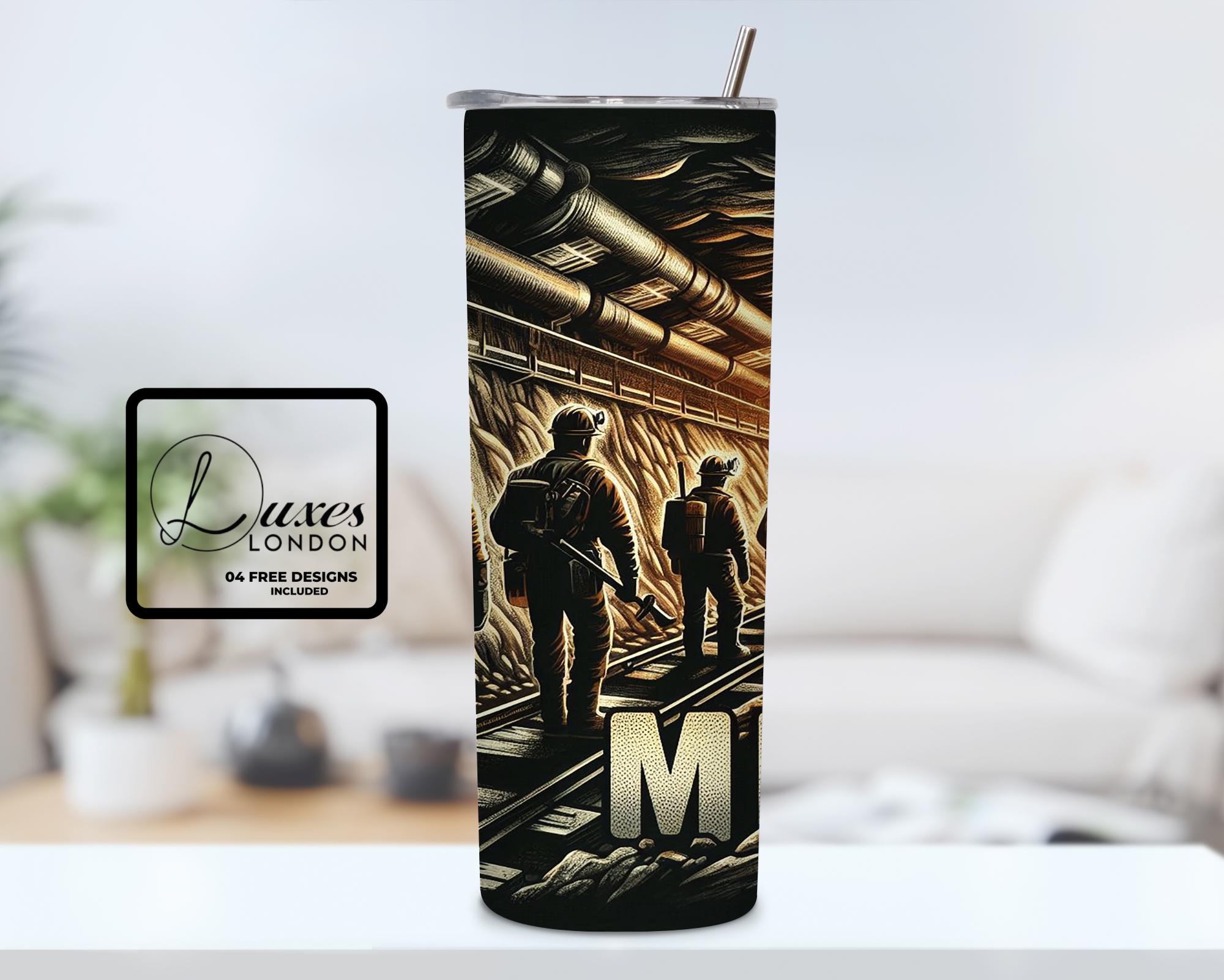 Coal Miner Tumbler Wrap, 20oz Skinny Tumbler Sublimation Design PNG ...