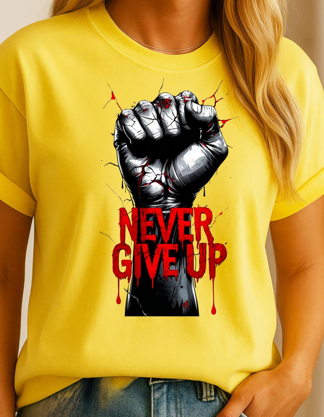 Never Give up PNG Design | Motivational Fist Quote | Grunge Red ...