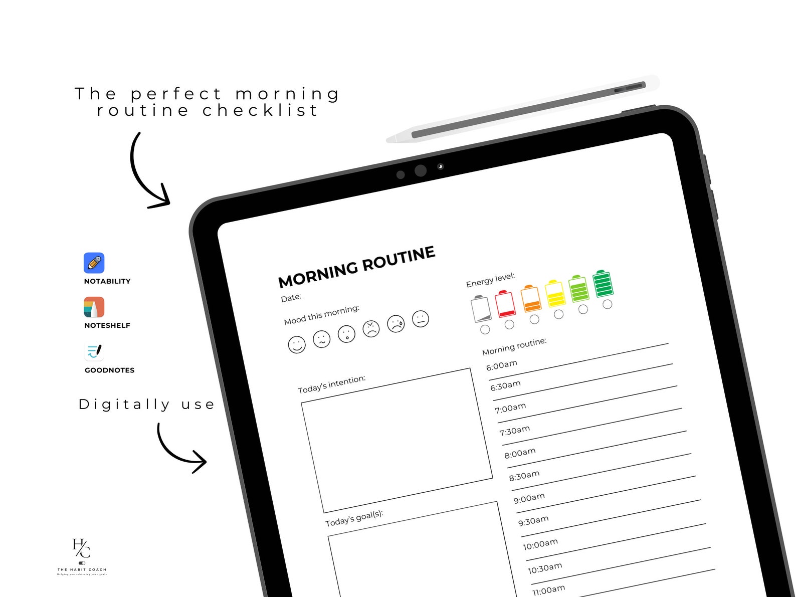 Morning Routine Checklist / Daily Goal Setting / Habit Tracking ...