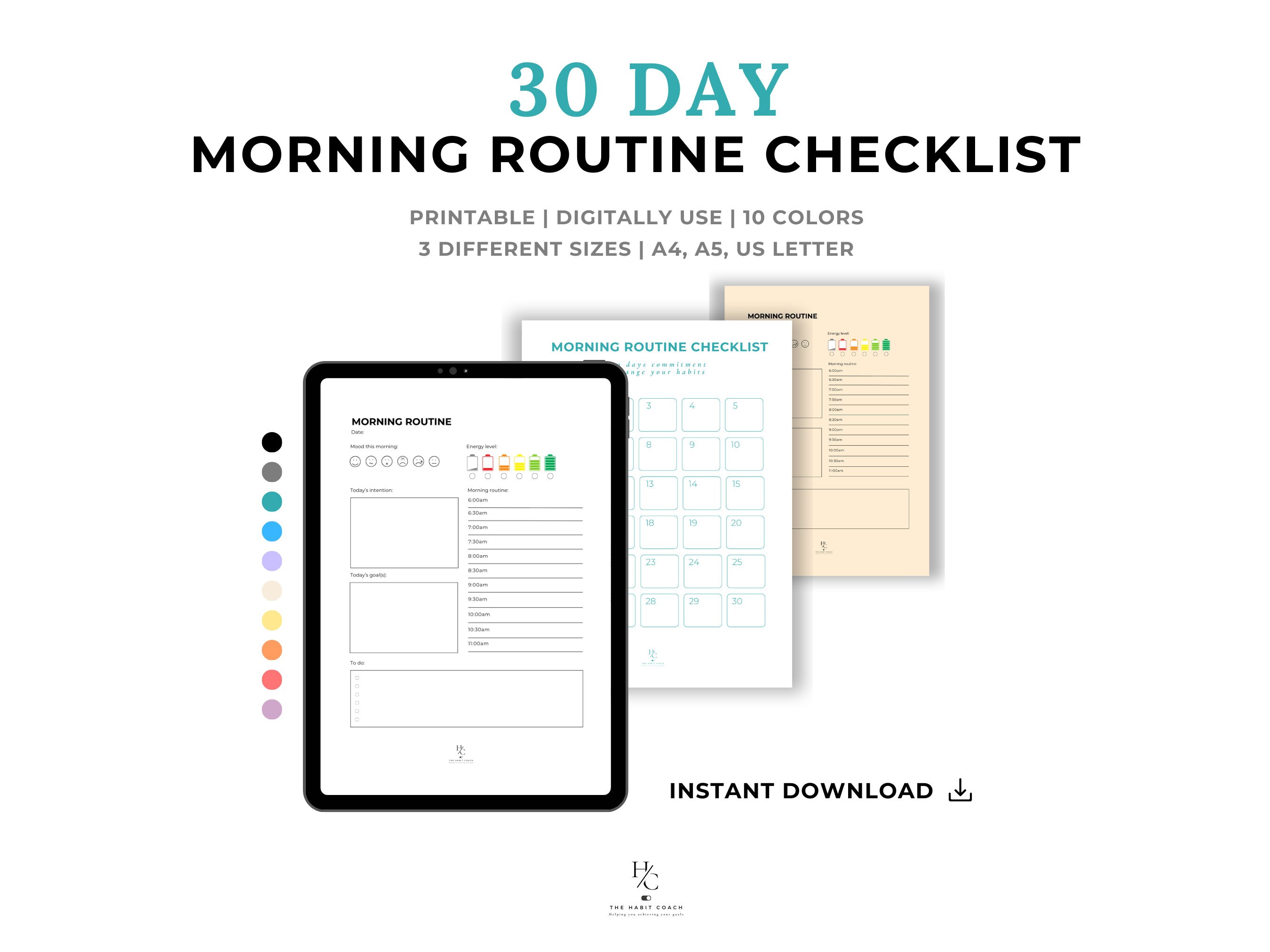 Morning Routine Checklist / Daily Goal Setting / Habit Tracking ...