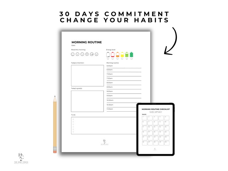 Morning Routine Checklist / Daily Goal Setting / Habit Tracking ...