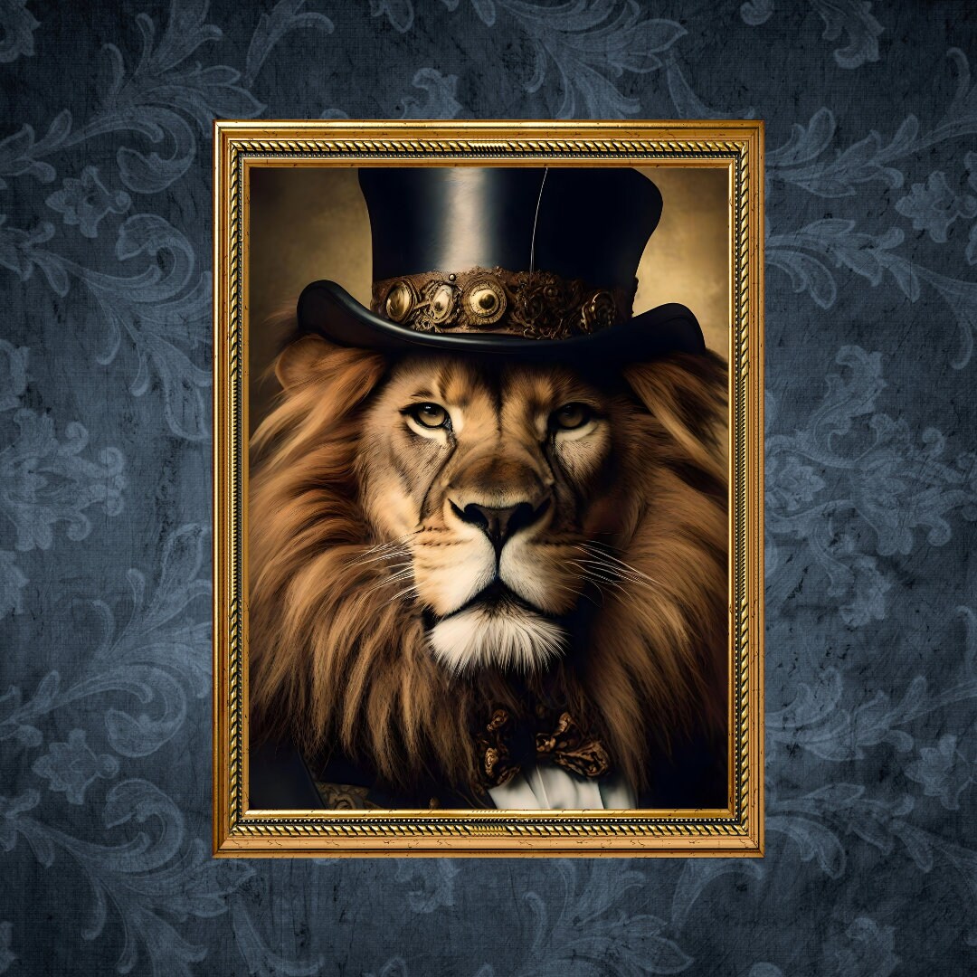 The Lion Gentleman Vintage Poster Premium Matte Posters Framed or ...
