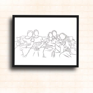 Custom Family Portrait, Sisters Reunion, Personalized Line Art ...