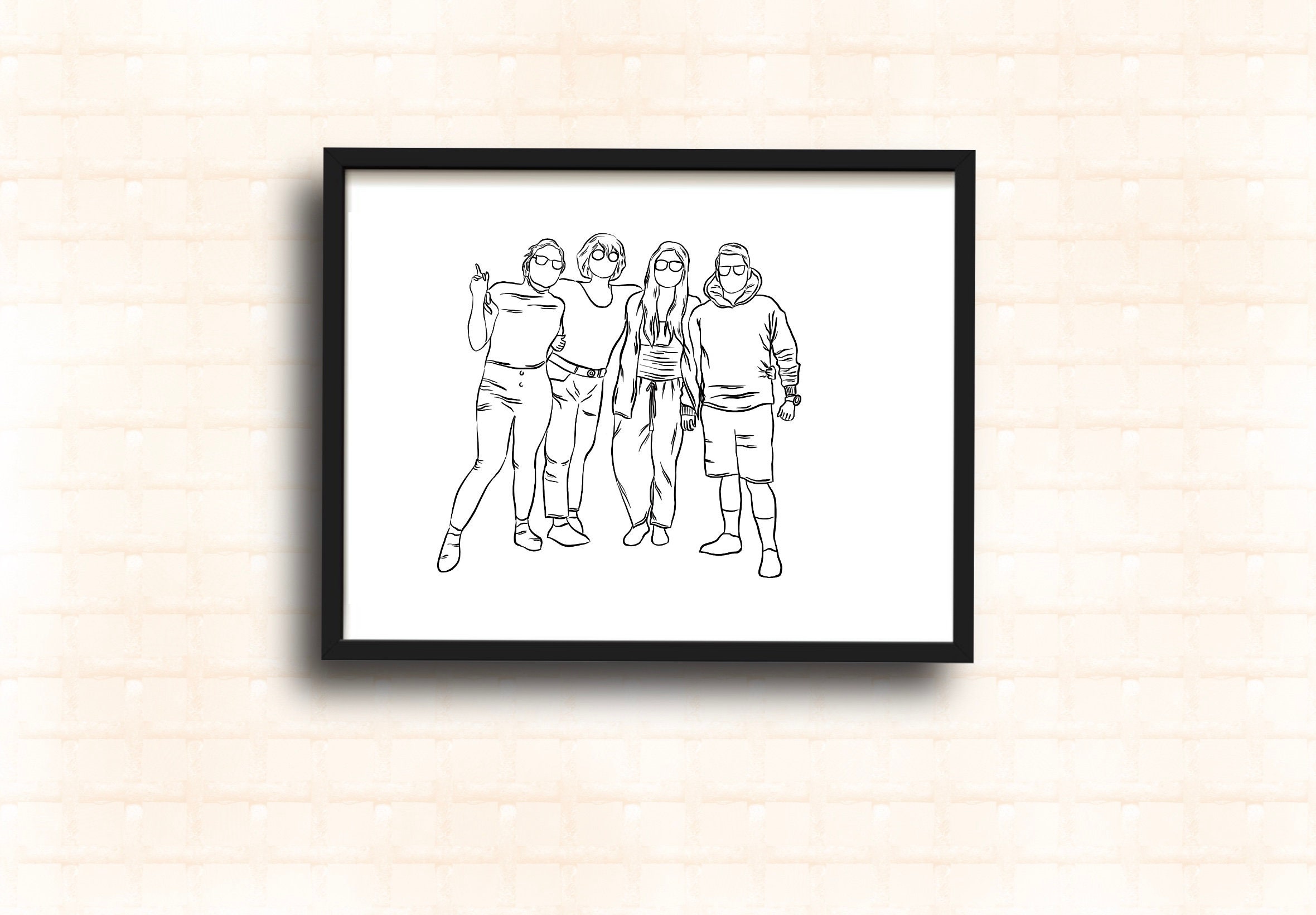 Custom Family Portrait, Sisters Reunion, Personalized Line Art ...