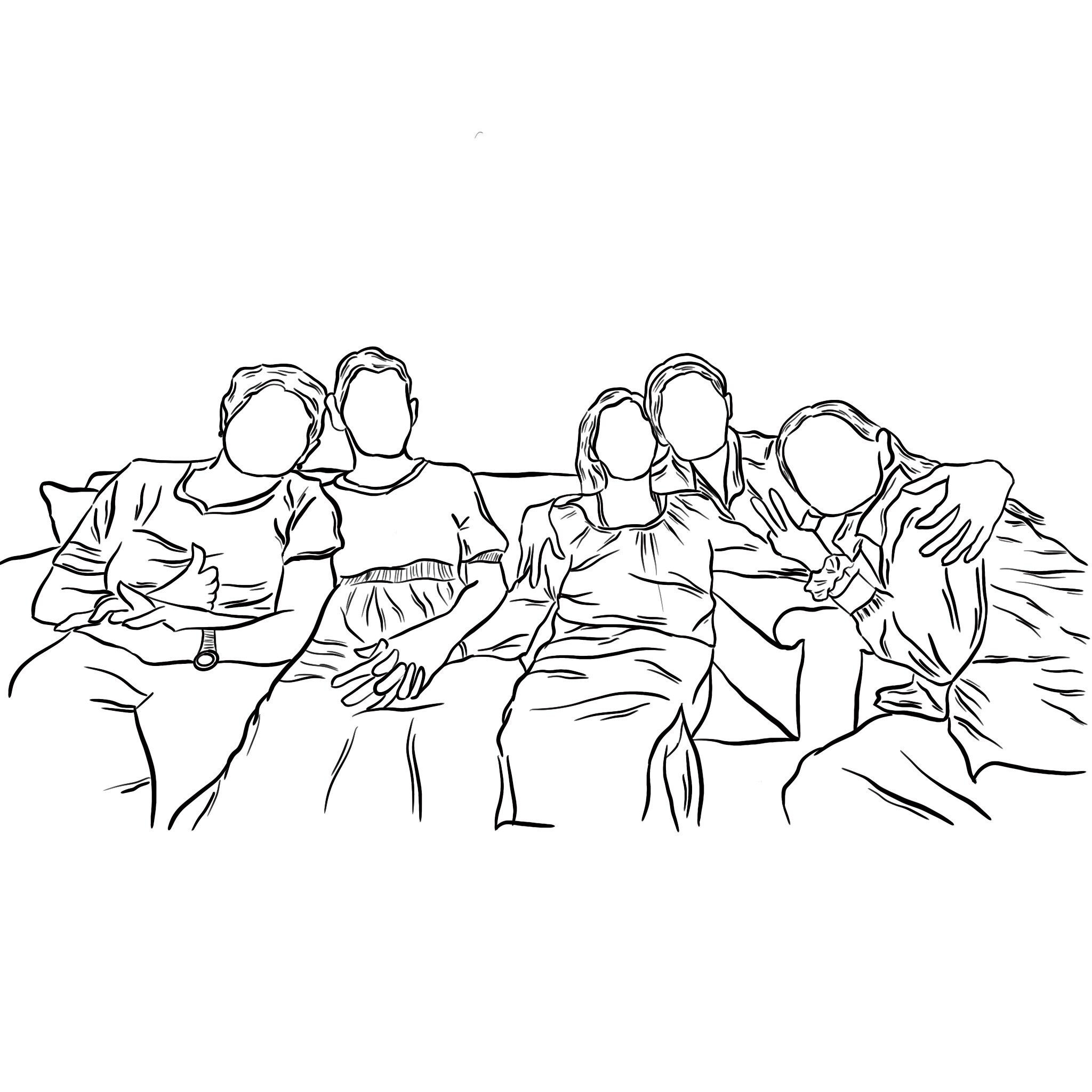 Custom Family Portrait, Sisters Reunion, Personalized Line Art ...