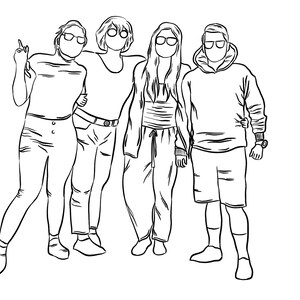 Custom Family Portrait, Sisters Reunion, Personalized Line Art ...