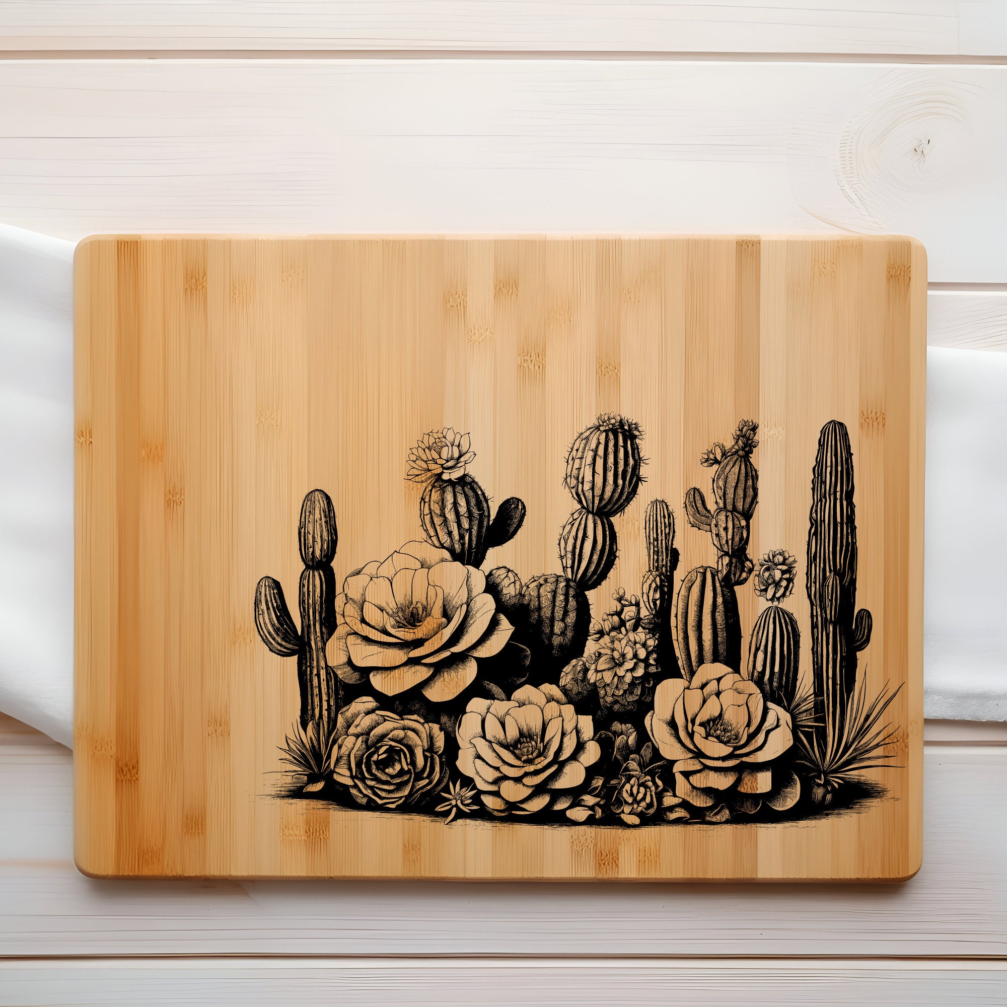 Laser Engraving Files Western, Flowery Cactus Plant, Png, Charcuterie ...