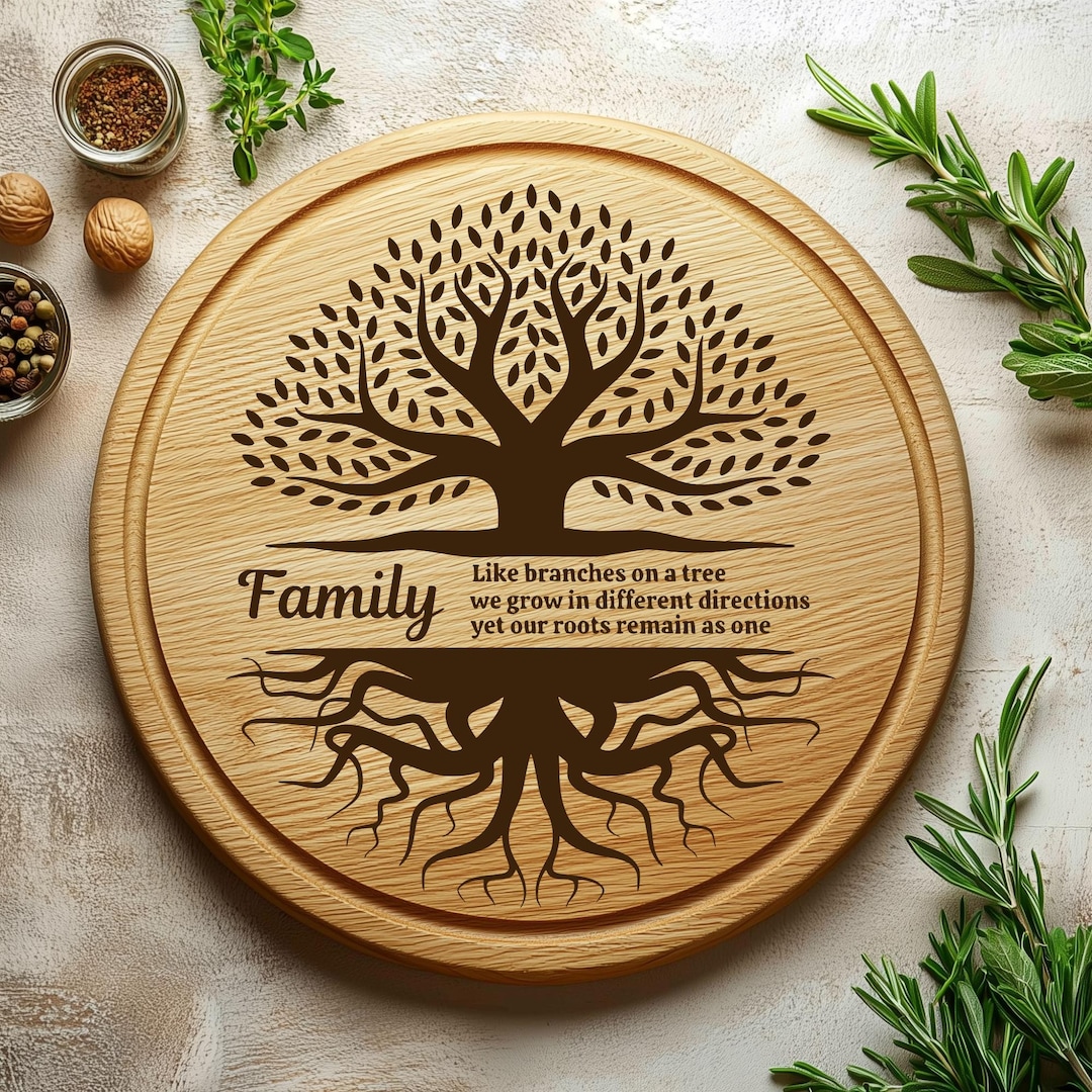 Family Tree Laser Engraving File, Housewarming, Charcuterie Board Svg ...