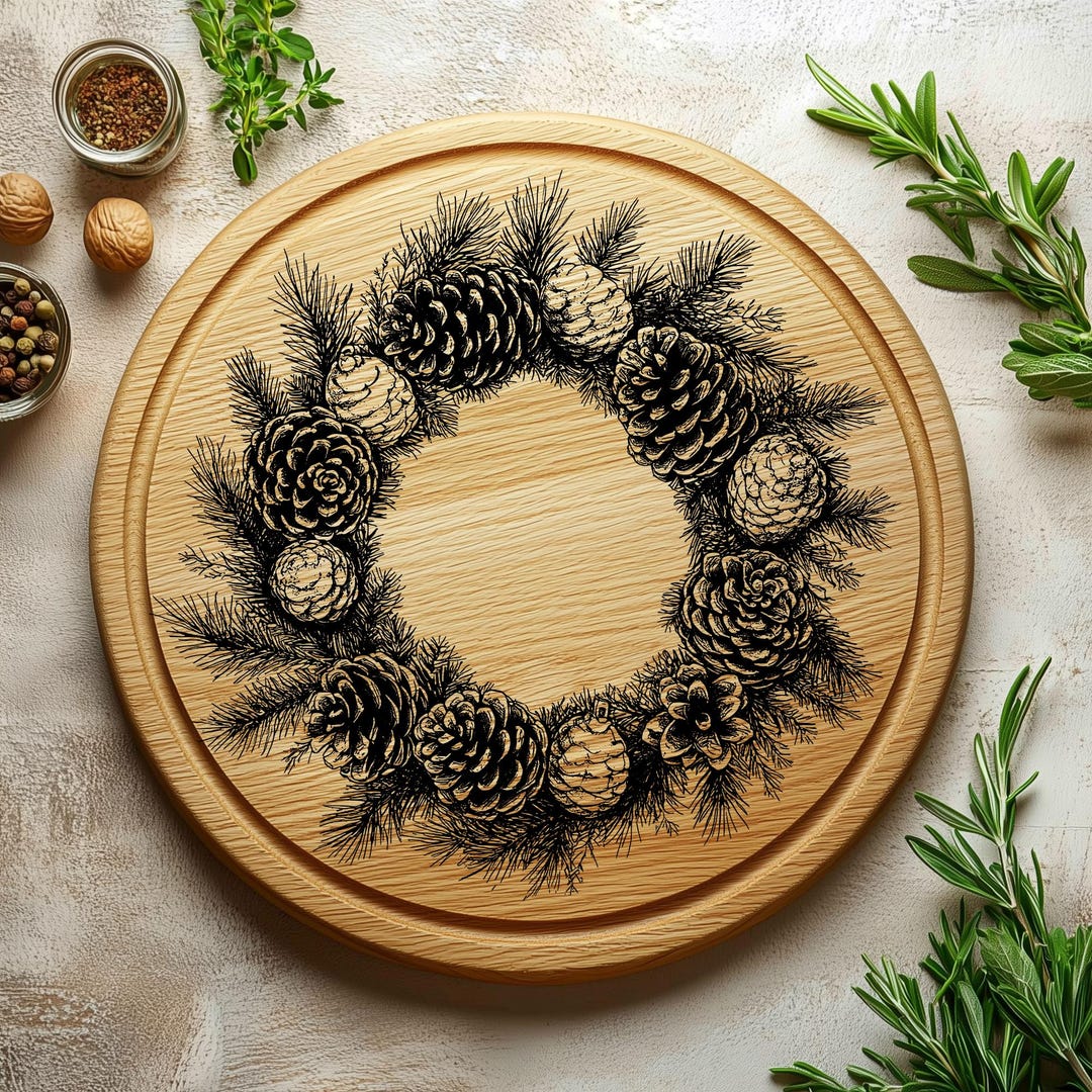 Pine Cone Wreath Laser File Svg, Laser Engraving File, Laser Cut ...