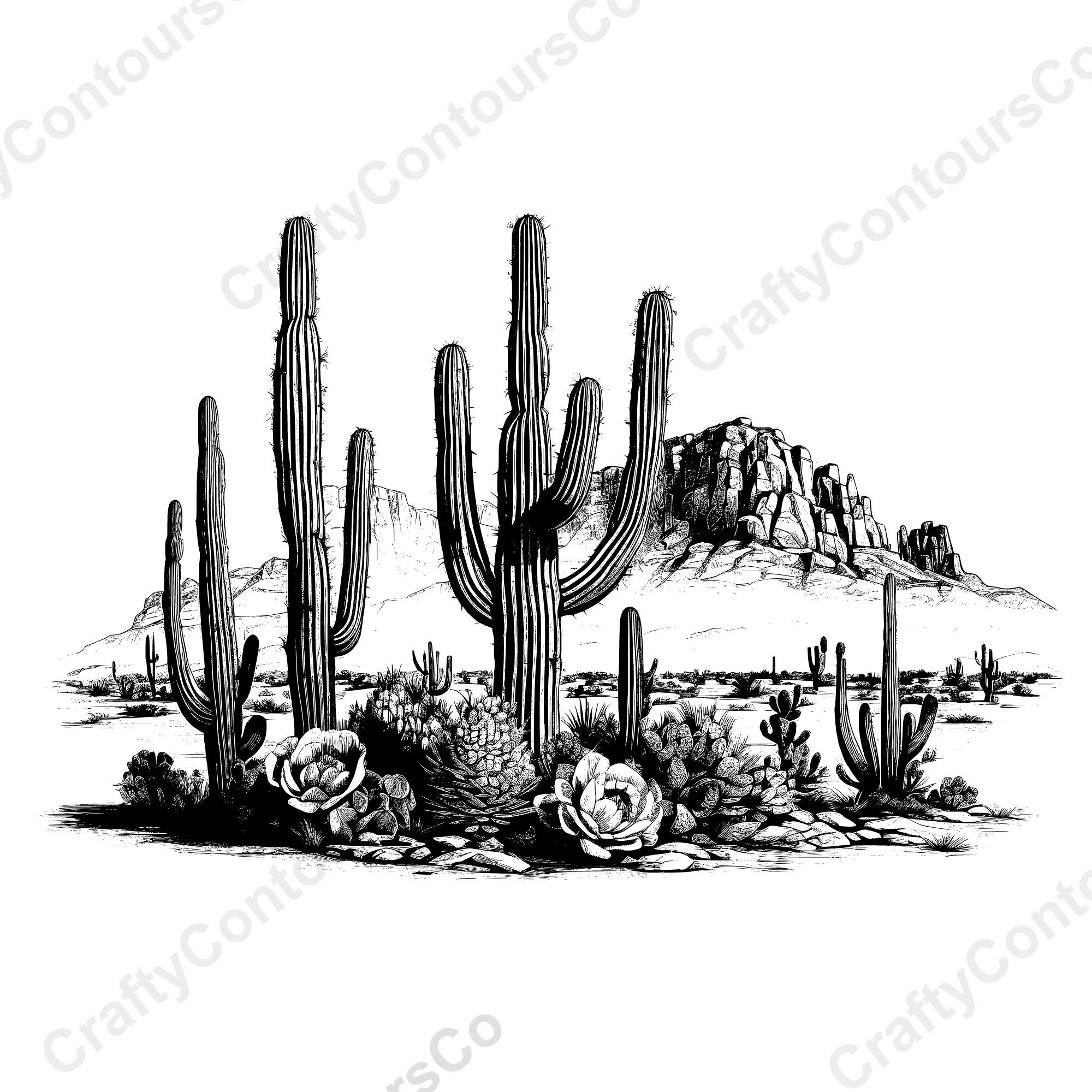 Laser Engraving Files Western, Cactus in the Desert, Png, Charcuterie ...