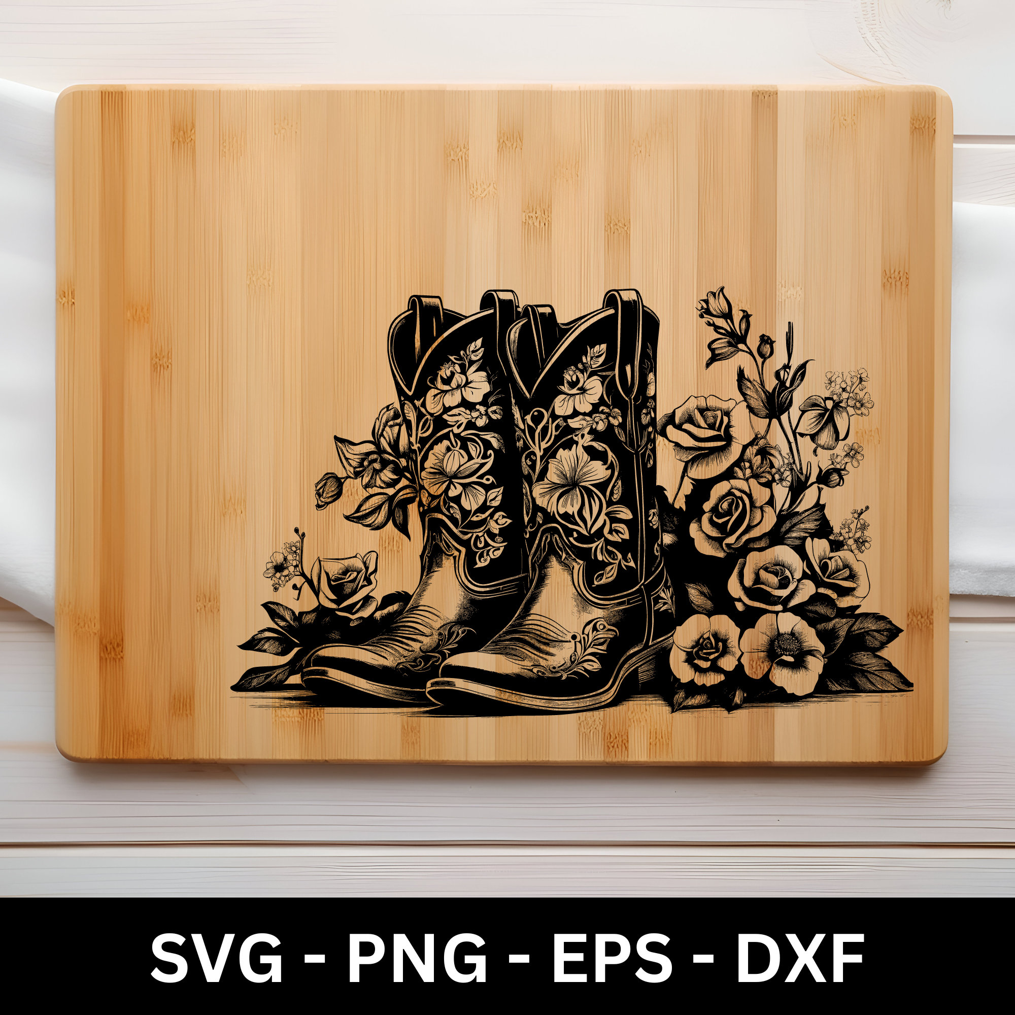 Laser Engraving Files Western, Cowgirl Boots Png, Charcuterie Board Svg ...