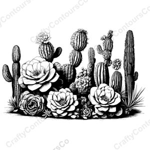 Laser Engraving Files Western, Flowery Cactus Plant, Png, Charcuterie ...