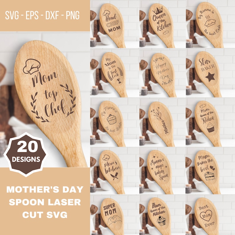 Wooden Spoon Laser Cut SVG Bundle, Mothers Day Svg Bundle, Laser ...