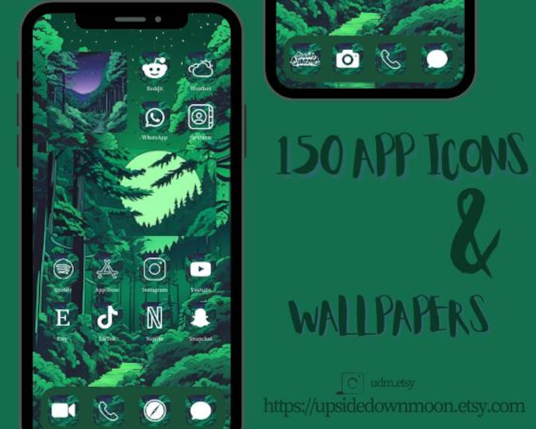 Dark Green Forest App Icons - Etsy