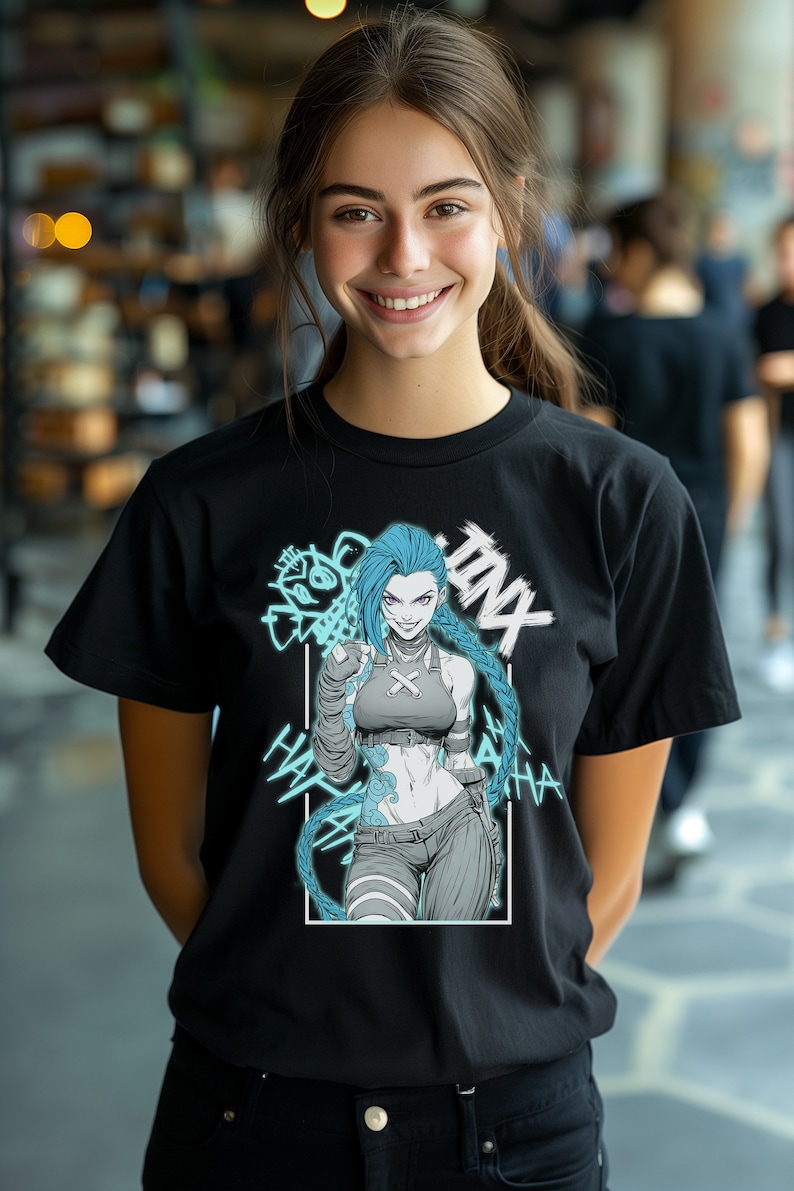 League of Legends Jinx Arcane T-shirt Anime Graphic Tee for Lol Fans ...