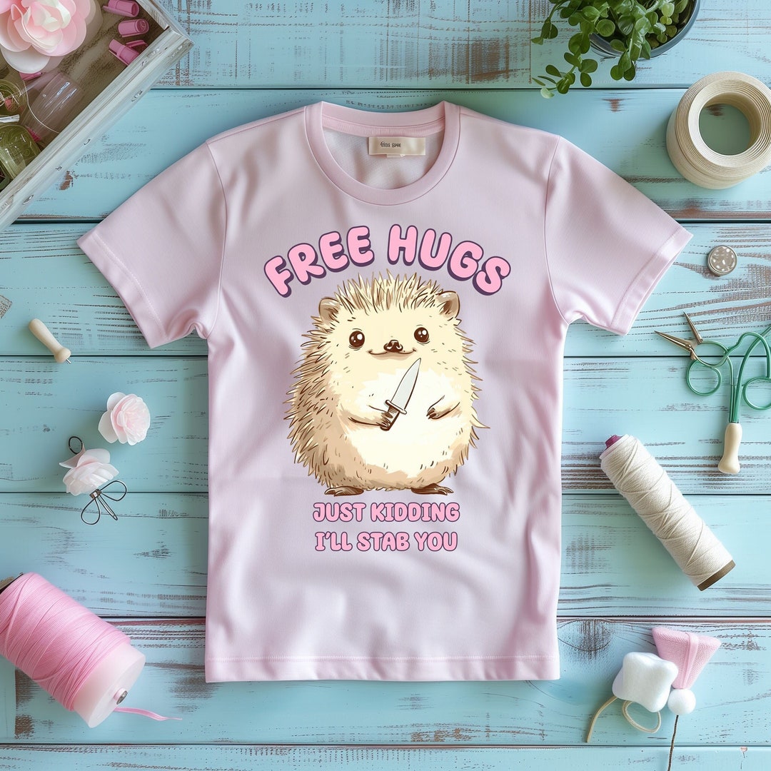 Free Hugs Shirt Funny Introvert Tshirts Cute Animals Hedgehog Shirts ...