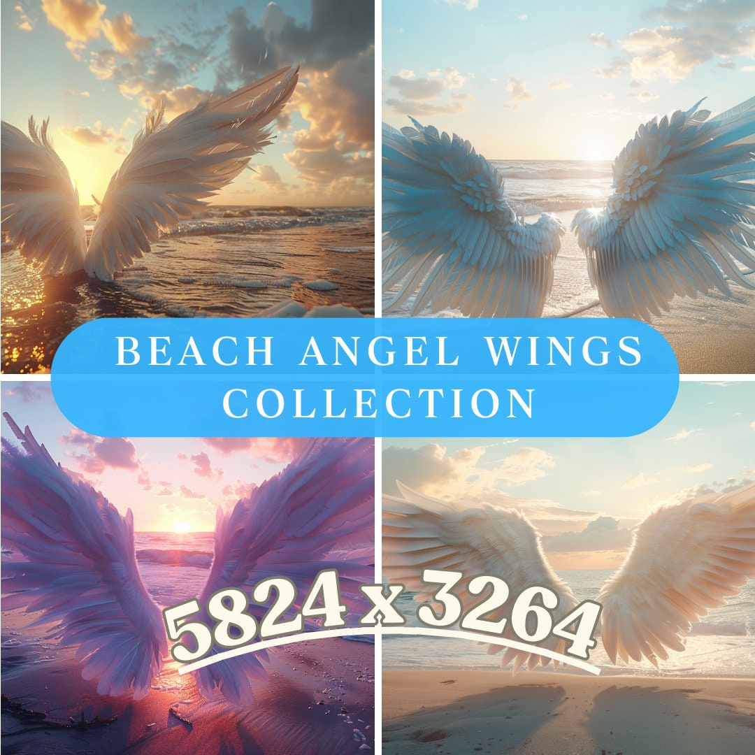 26 Beach Angel Wings Digital Backdrops,maternity Backdrop Overlays ...