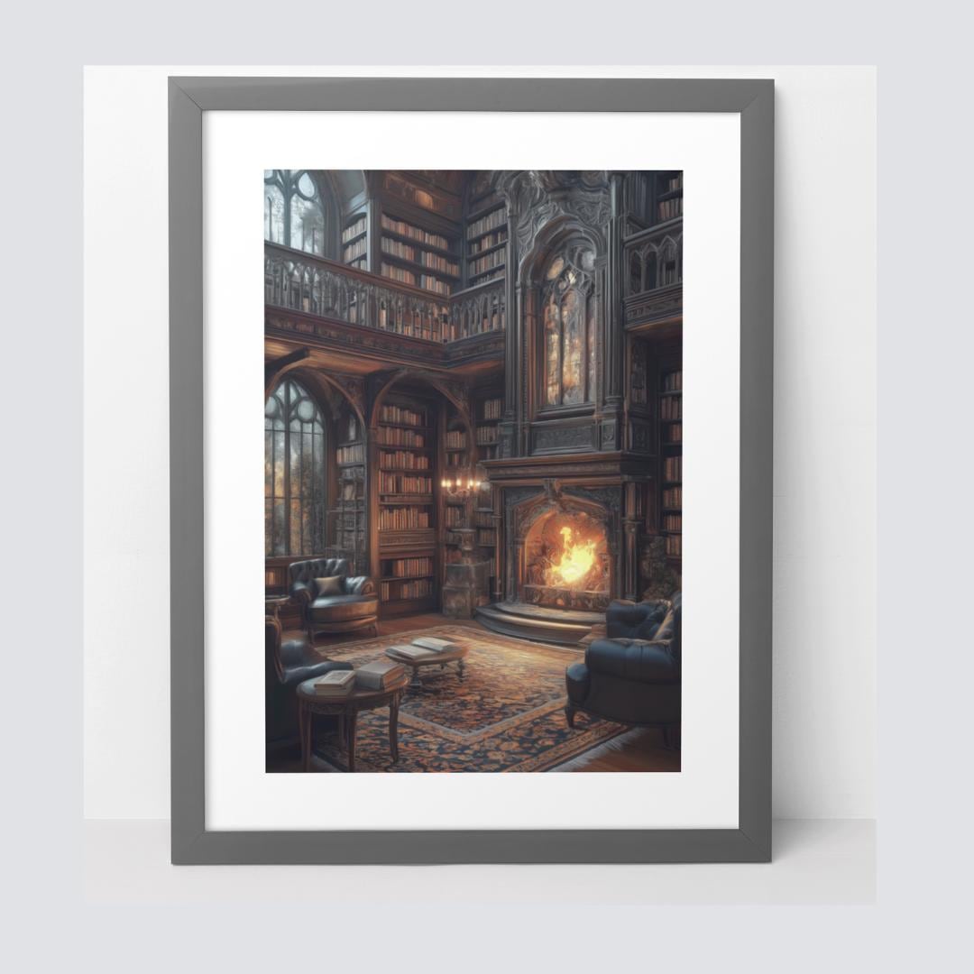 Enchanted Library Retreat Fantasy Premium Poster – Cozy Book Lover Wall ...
