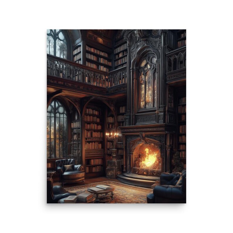 Enchanted Library Retreat Fantasy Premium Poster – Cozy Book Lover Wall ...