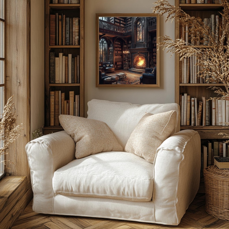 Enchanted Library Retreat Fantasy Premium Poster – Cozy Book Lover Wall ...