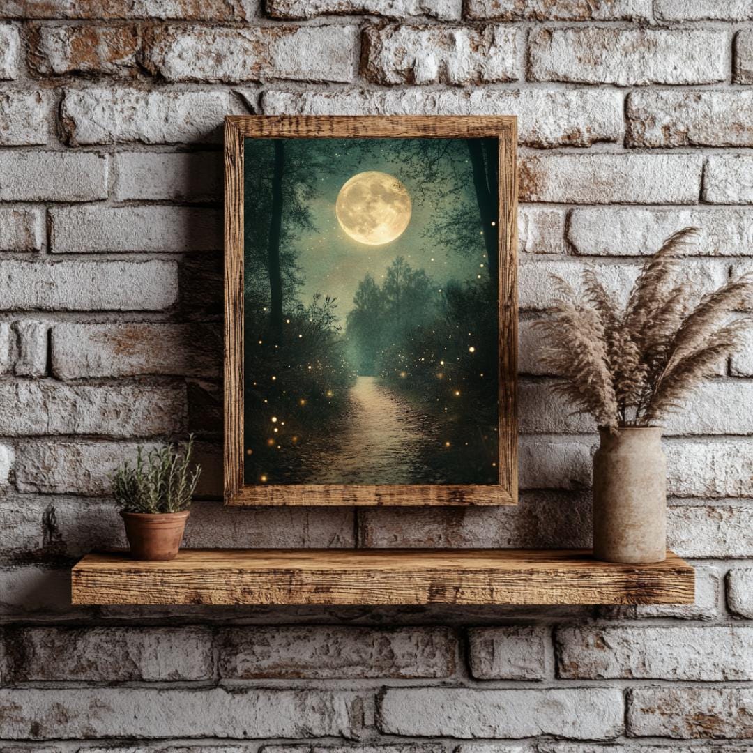 Enchanted Trail Poster: Moonlit Forest Path Fantasy Wall Art, Sizes 11 ...
